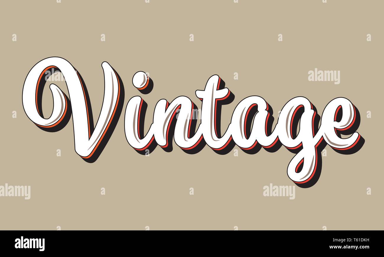 Vintage text word typography style illustration in beige background ...