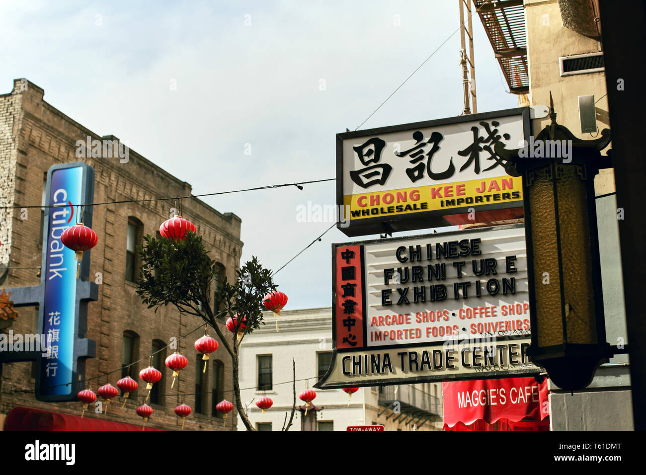 Colorful Chinatown scenery with traditional Chinese decor, architecture ...