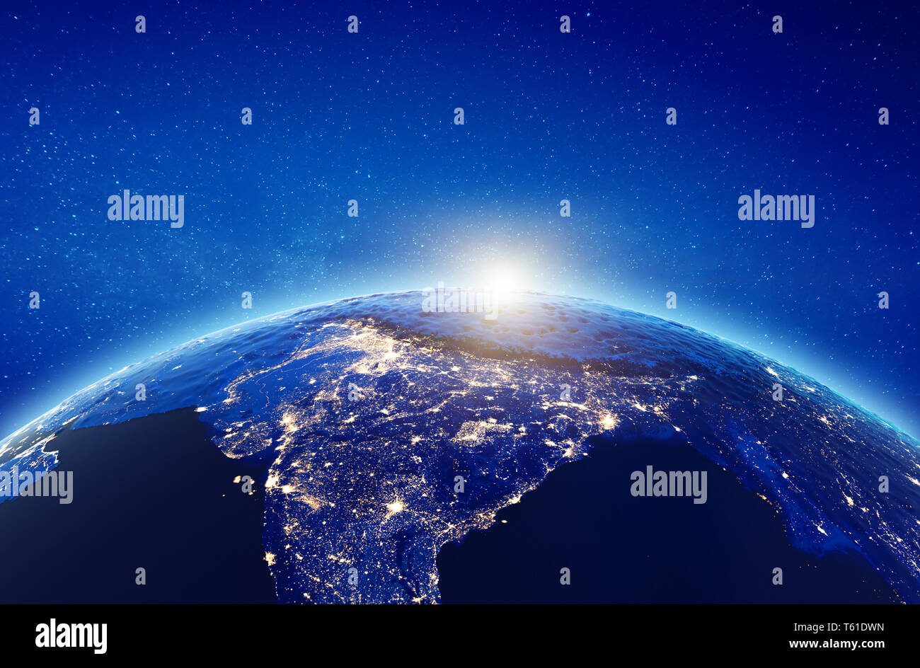 India night view from space hi-res stock photography and images - Alamy