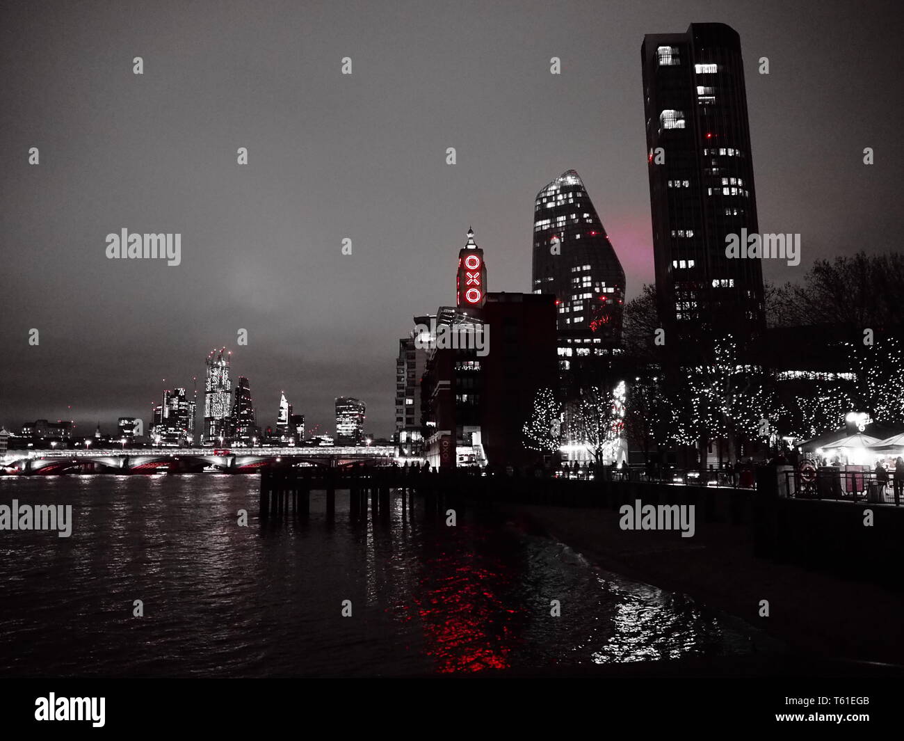 Black White and Red image of the Shard building , London Stock Photo ...