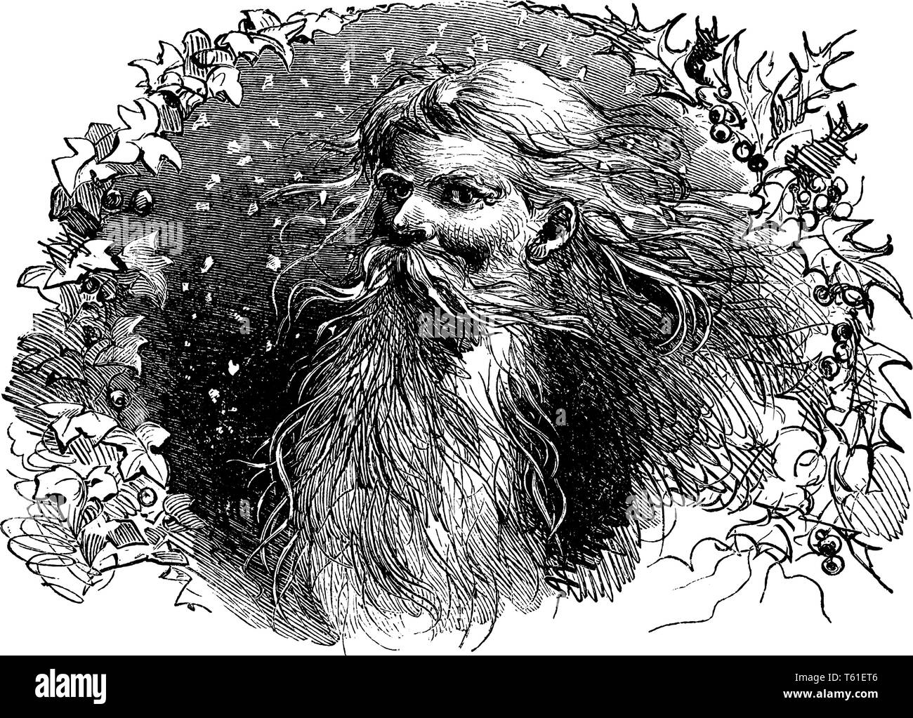 A Man With Long Beard Vintage Line Drawing Or Engraving Illustration