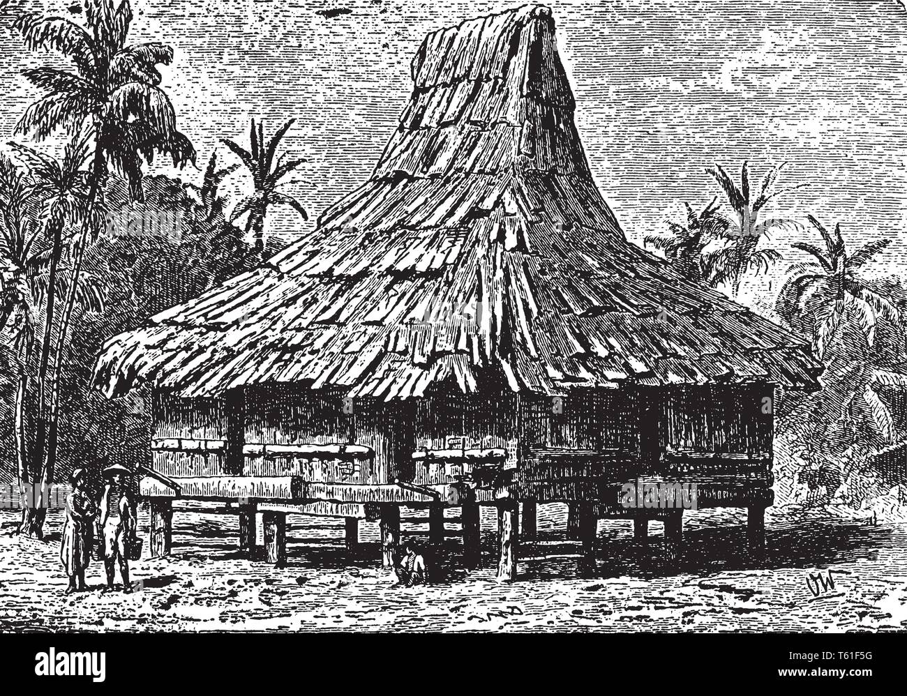 Javanese House where the average home of a native from Java, vintage ...