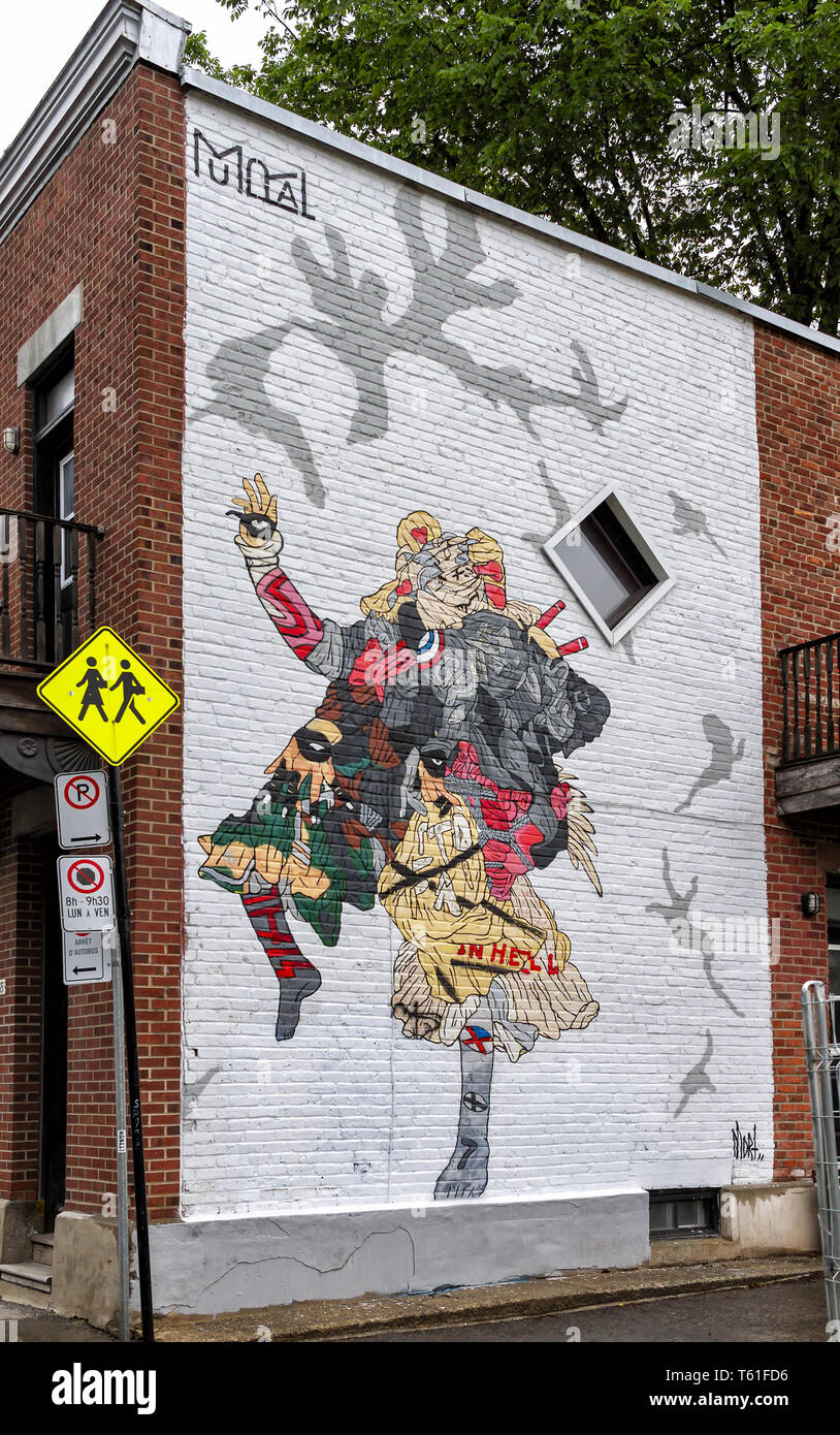 Montreal, Canada -June 24, 2018- Creative graffiti street art murals ...