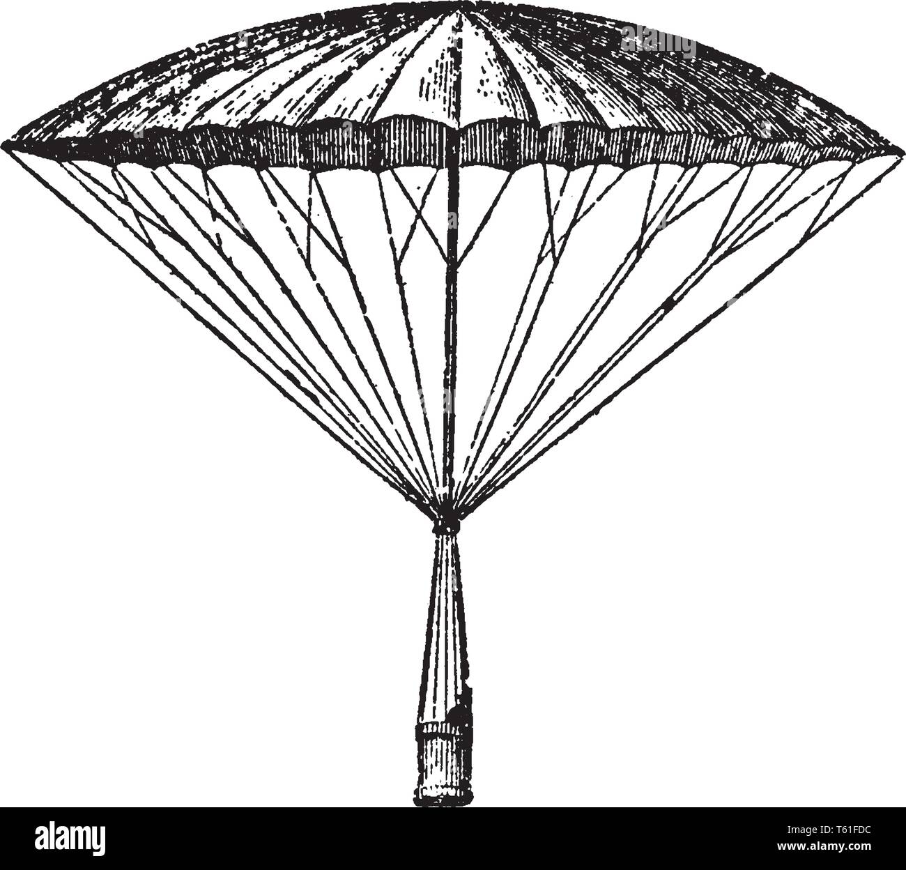 Garnerin Parachute Decending with the help of a parachute, vintage line ...