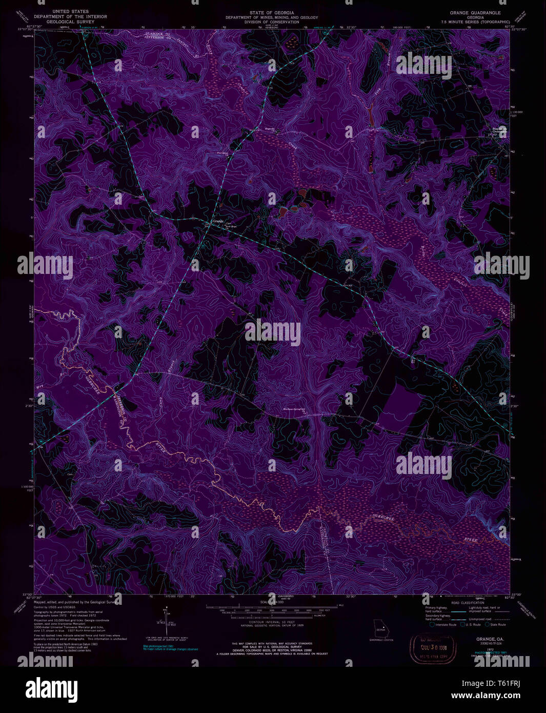USGS TOPO Map Georgia GA Grange 245806 1972 24000 Inverted Restoration ...