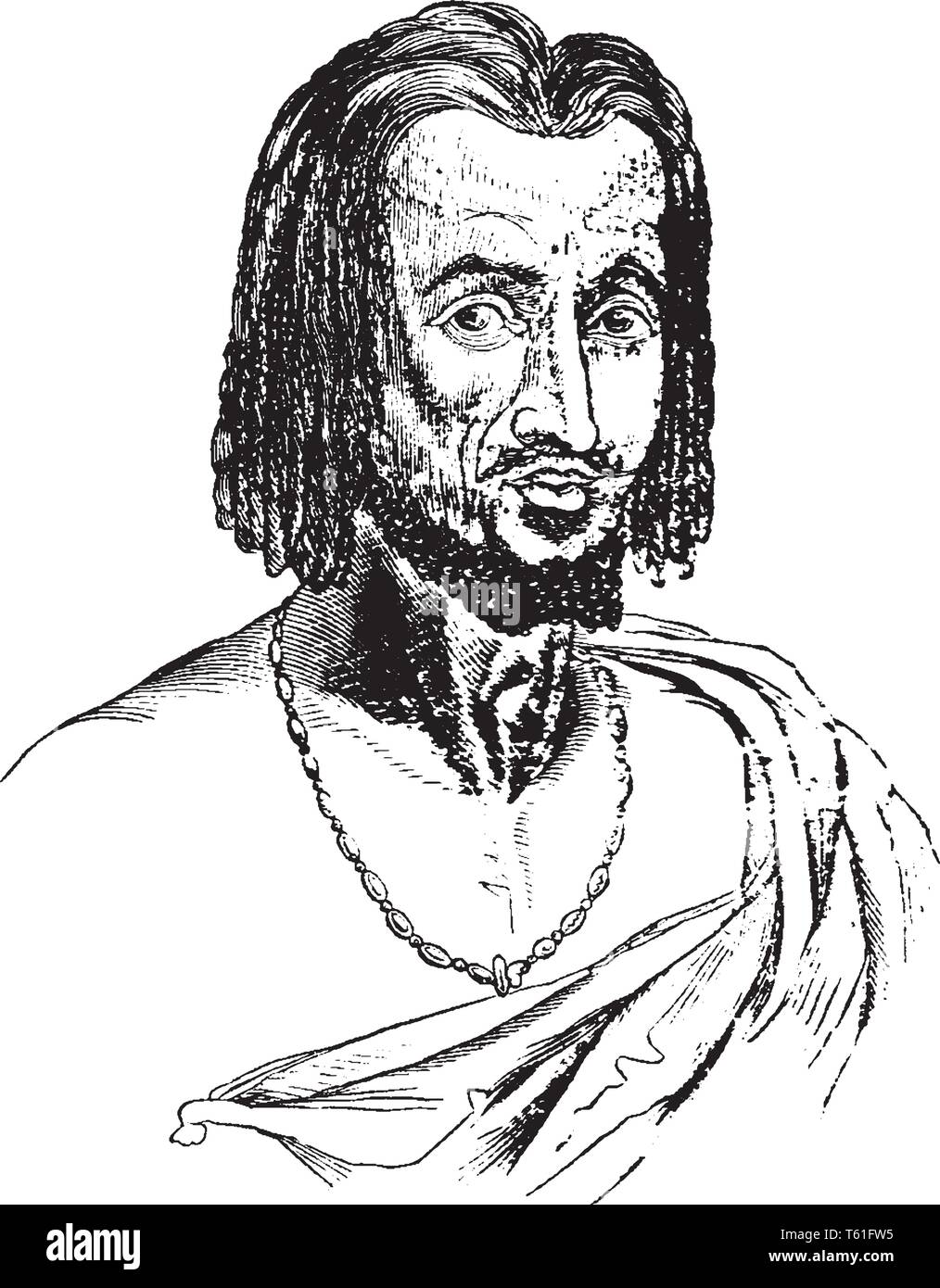 Abyssinian, he was emperor of Ethiopia, vintage line drawing or ...