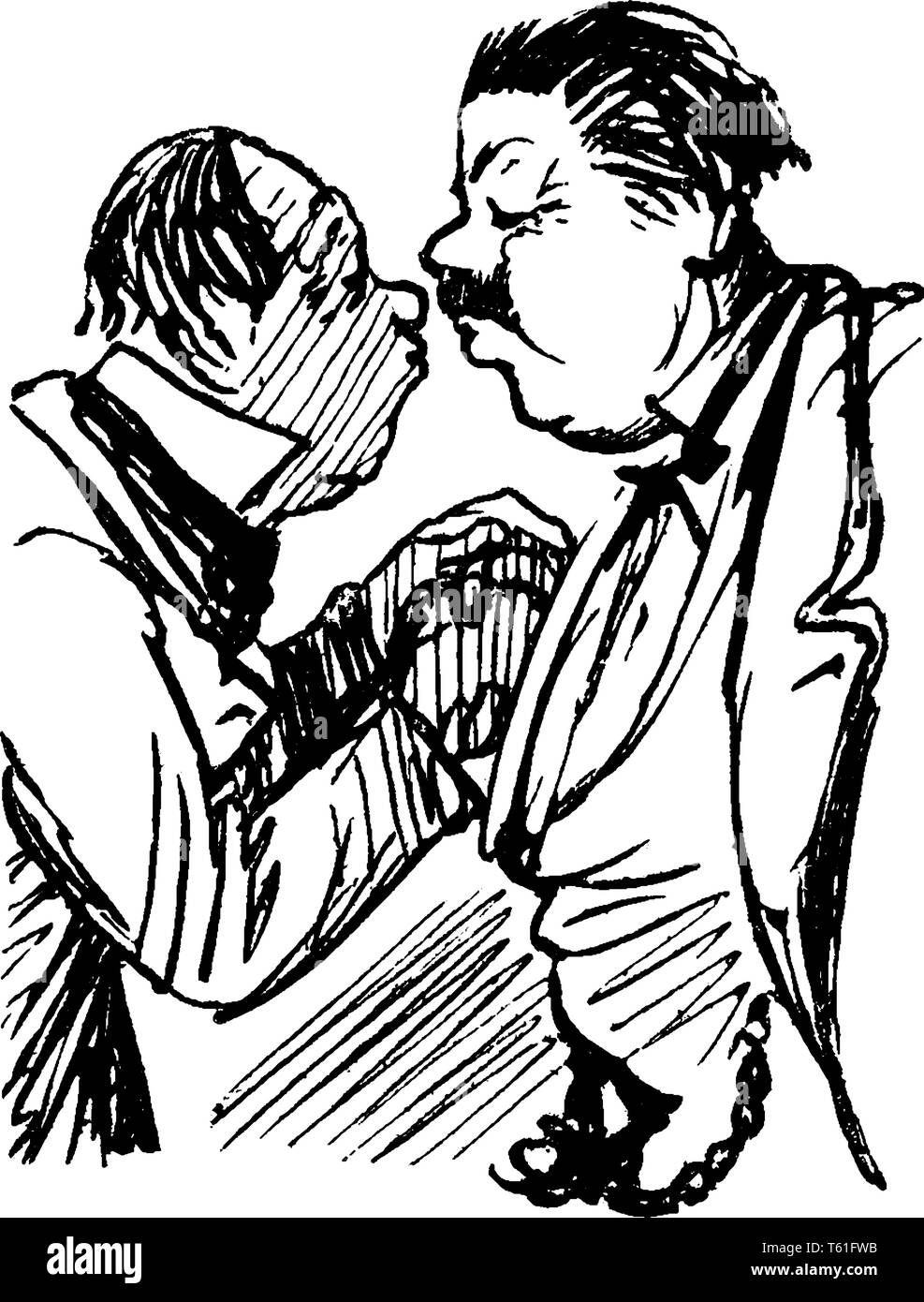 Two men shaking hands, vintage line drawing or engraving illustration ...
