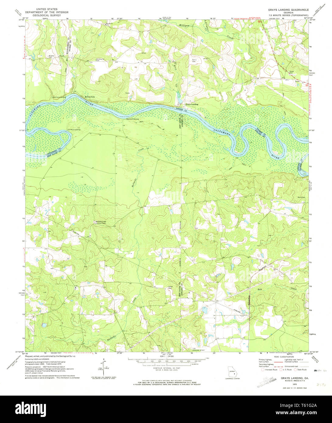 USGS TOPO Map Georgia GA Grays Landing 245814 1970 24000 Restoration ...