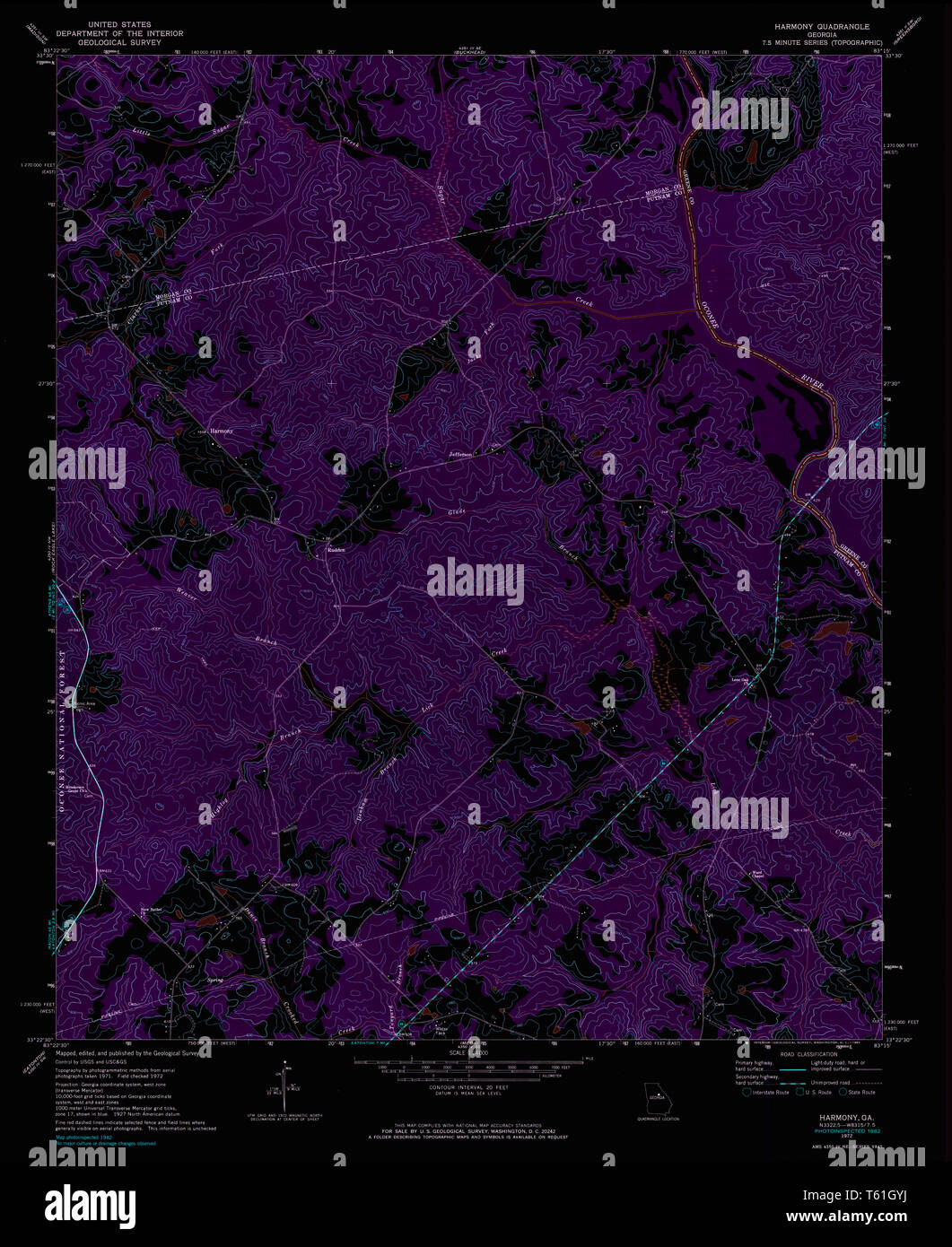 USGS TOPO Map Georgia GA Harmony 245860 1972 24000 Inverted Restoration ...