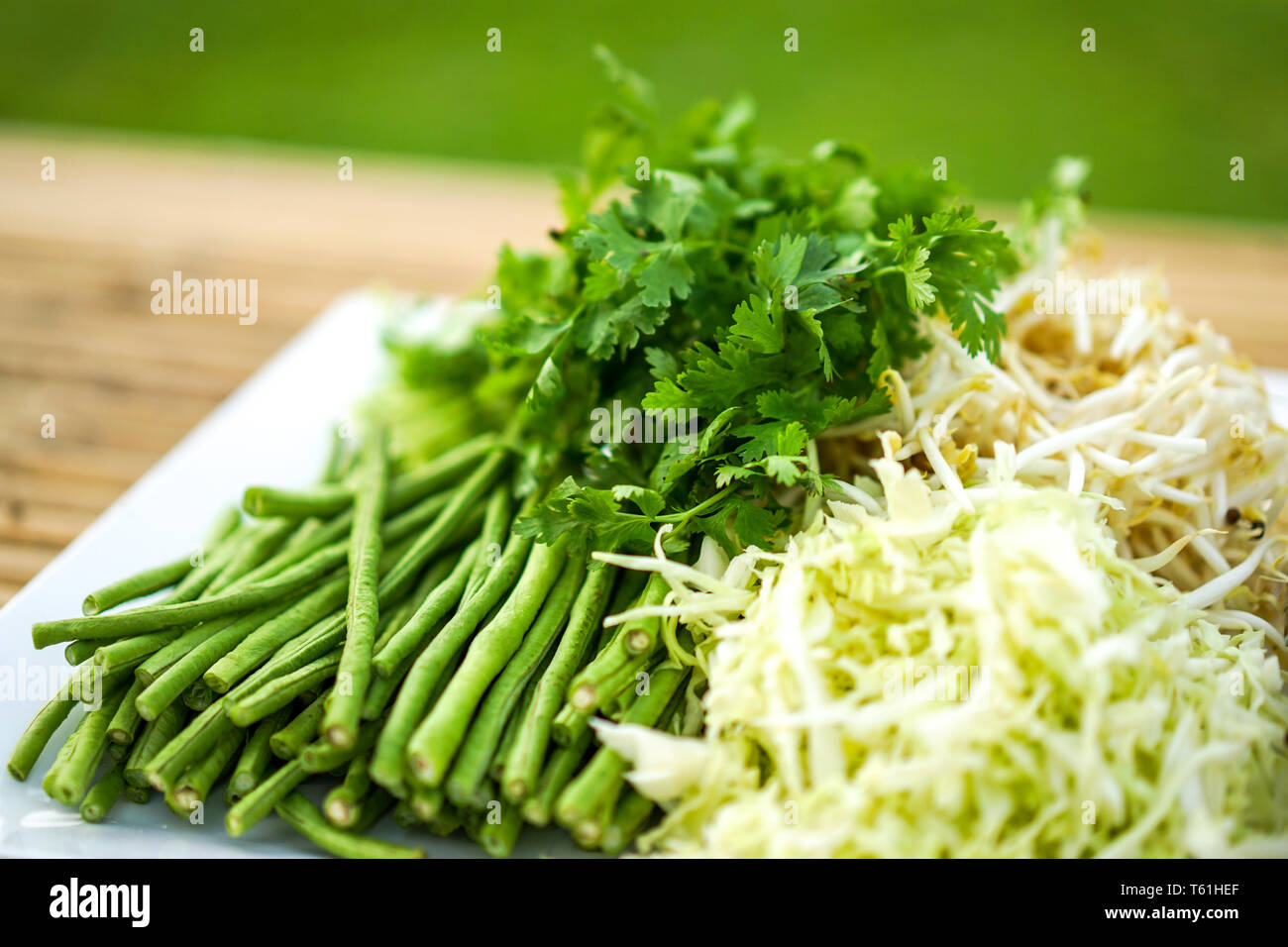 Vegetable for Thai food eat with "Khanom Jeen Nam Ya"; Long bean ...