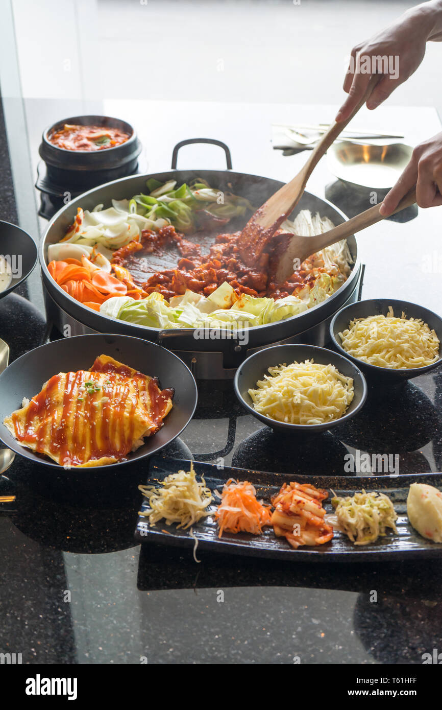 Tokboki (Korean tranditional food hot and spicy rice cake), combination ...