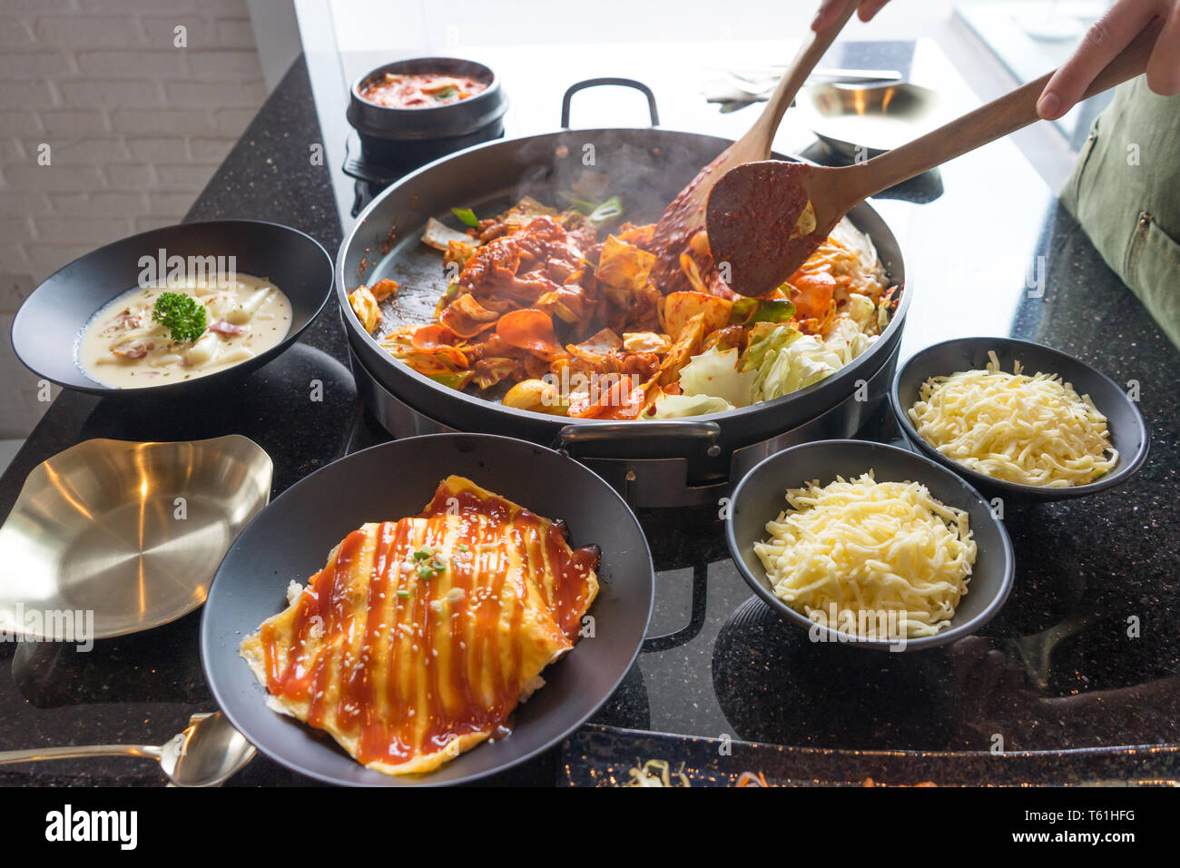 Tokboki (Korean tranditional food hot and spicy rice cake), combination ...