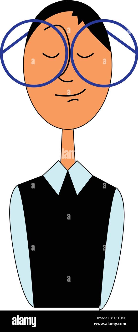 Cartoon man with big round glasses vector illustration on white ...