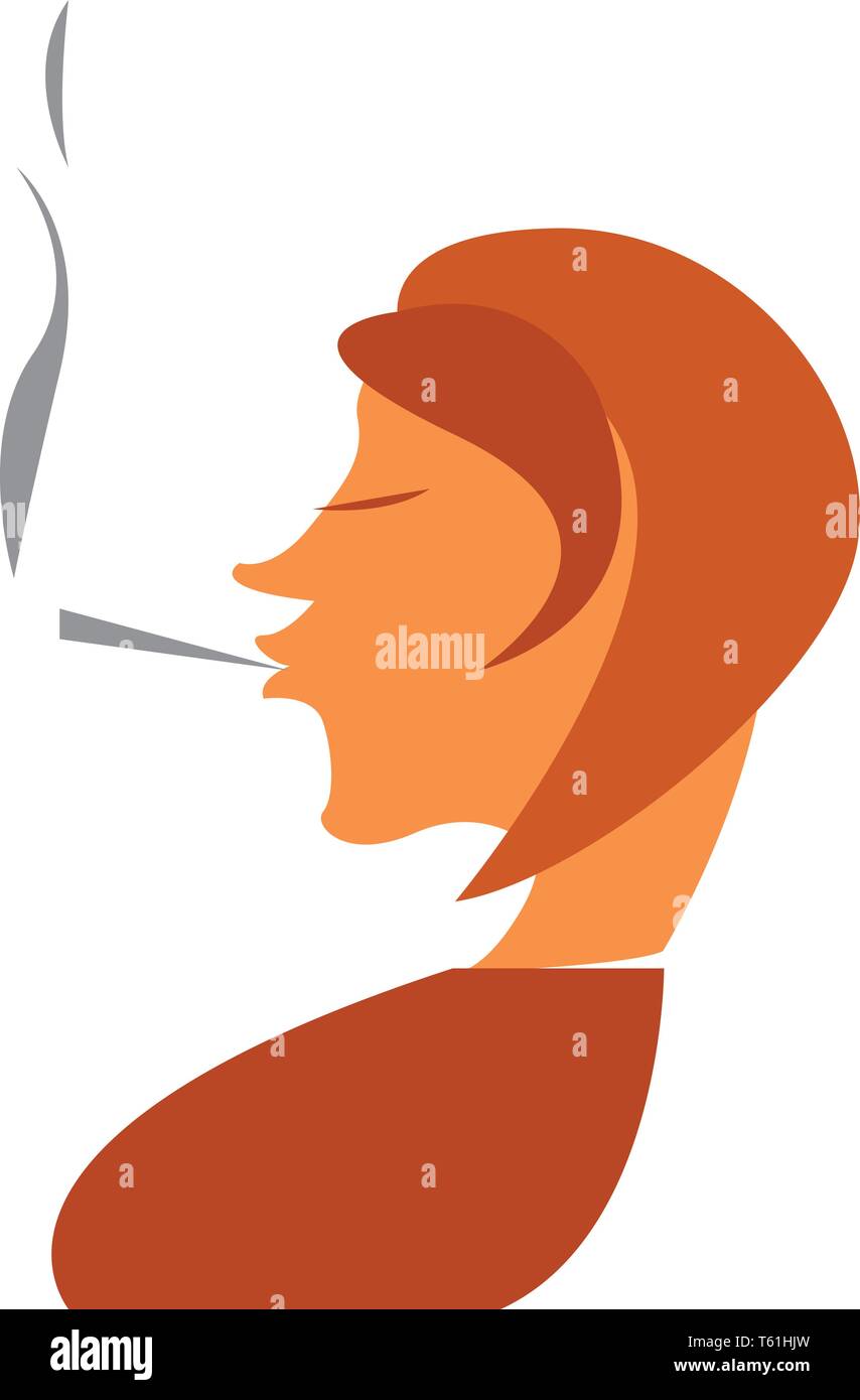 Woman smoking at work Stock Vector Images - Alamy