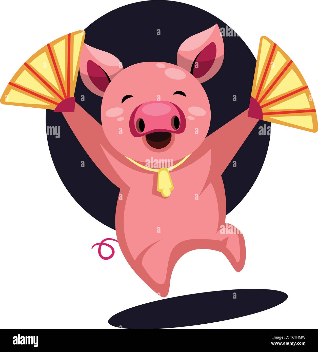 Happy pig celebrating Chinese New Year illustration vector on white ...