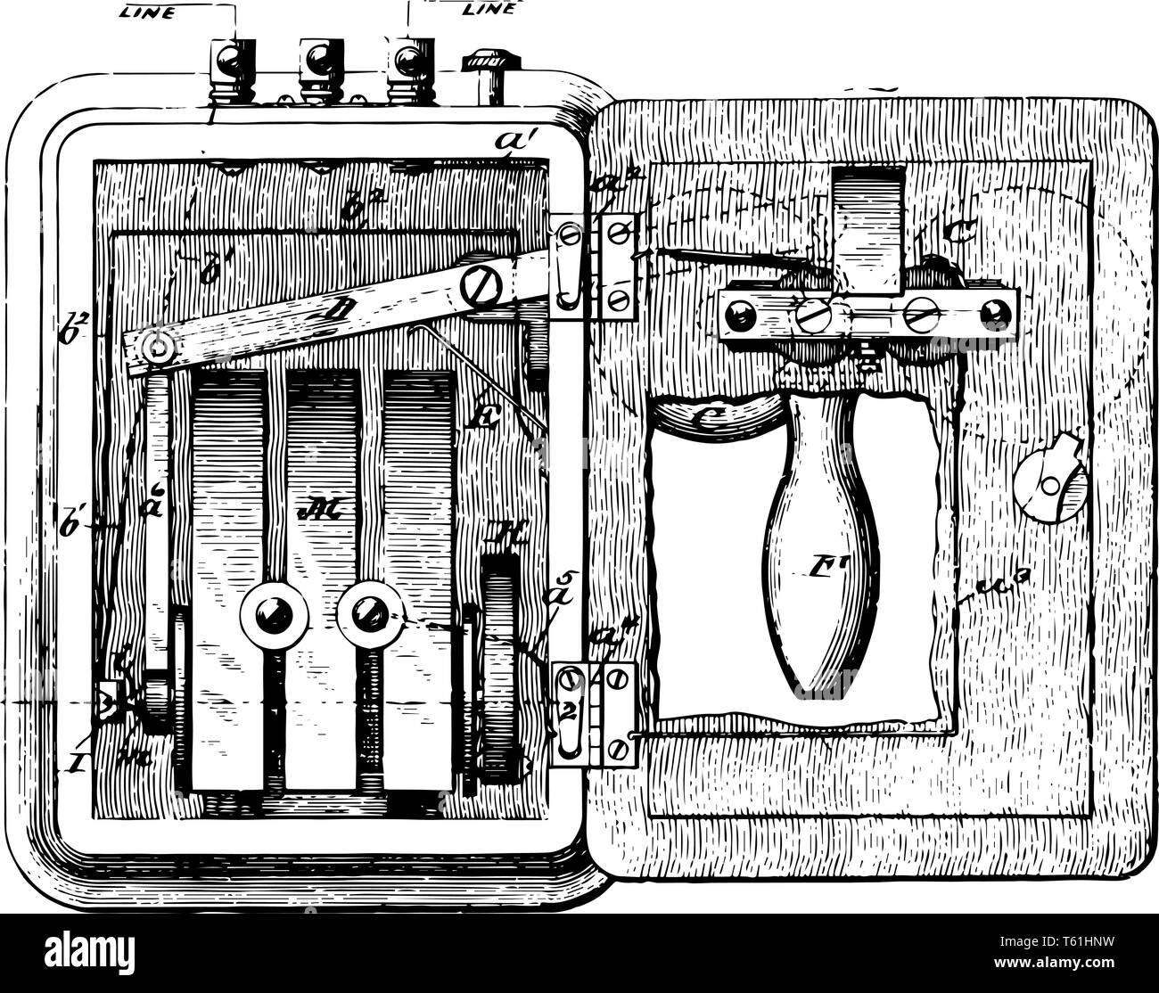 This illustration represents Placing a Phone Call, vintage line drawing ...