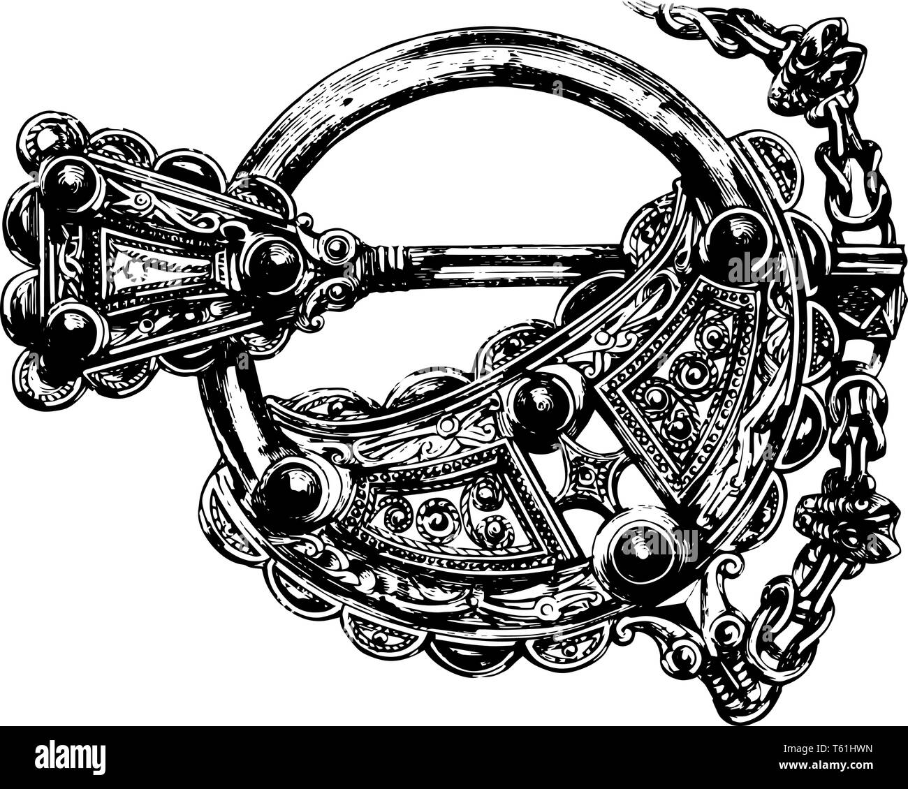 Round Brooch has a pin that goes through the center, vintage line ...