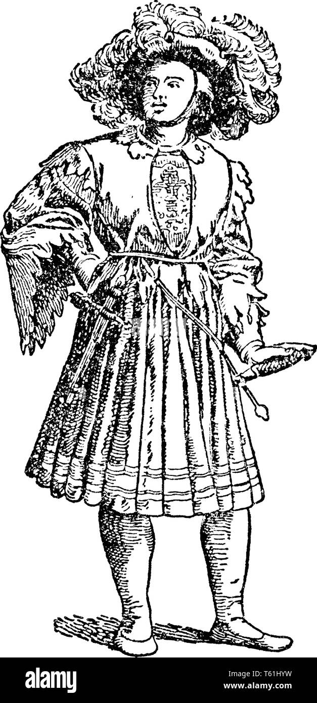 A German man in German dress, vintage line drawing or engraving ...