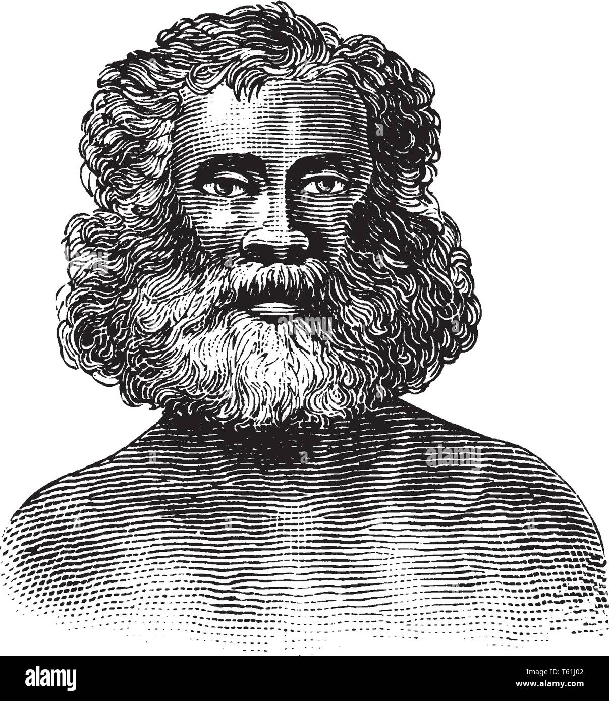 Australian which is the face of an Australian, vintage line drawing or ...