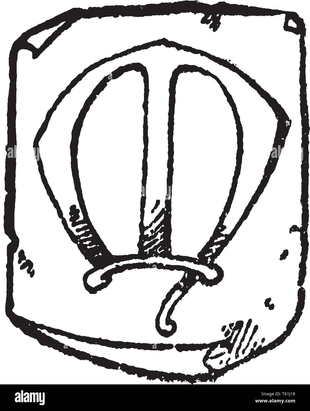 A letter M in different style, vintage line drawing or engraving ...