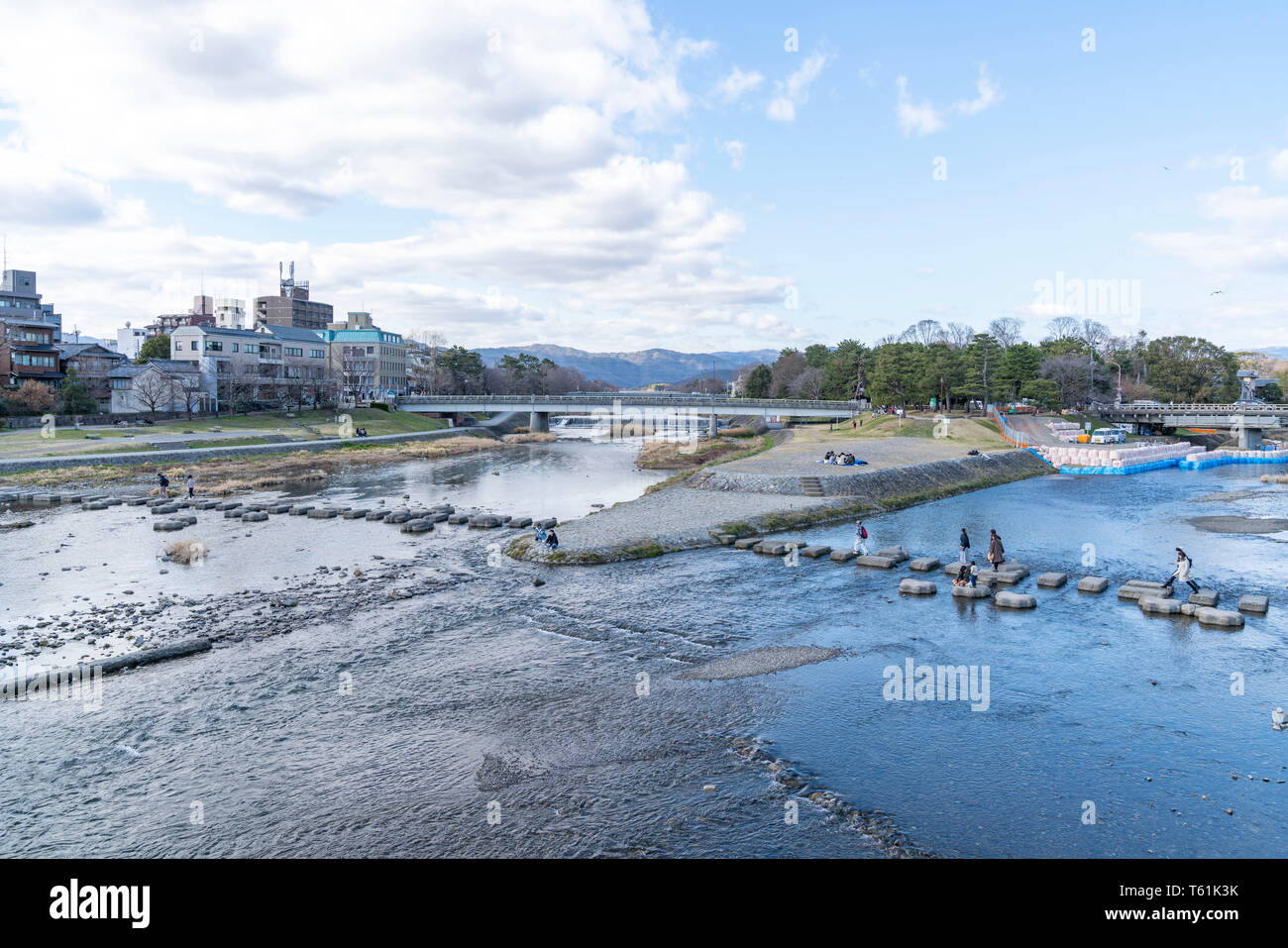 Kamo river delta area, Sakyo-Ku, Kyoto, Japan Stock Photo - Alamy