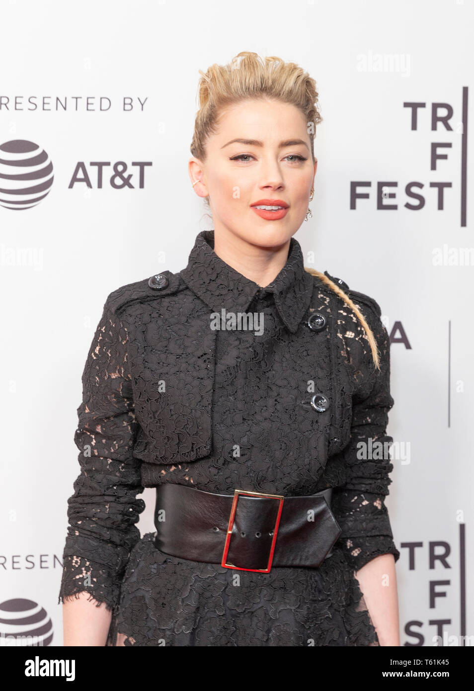 New York, NY - April 27, 2019: Amber Heard wearing dress by Claes ...