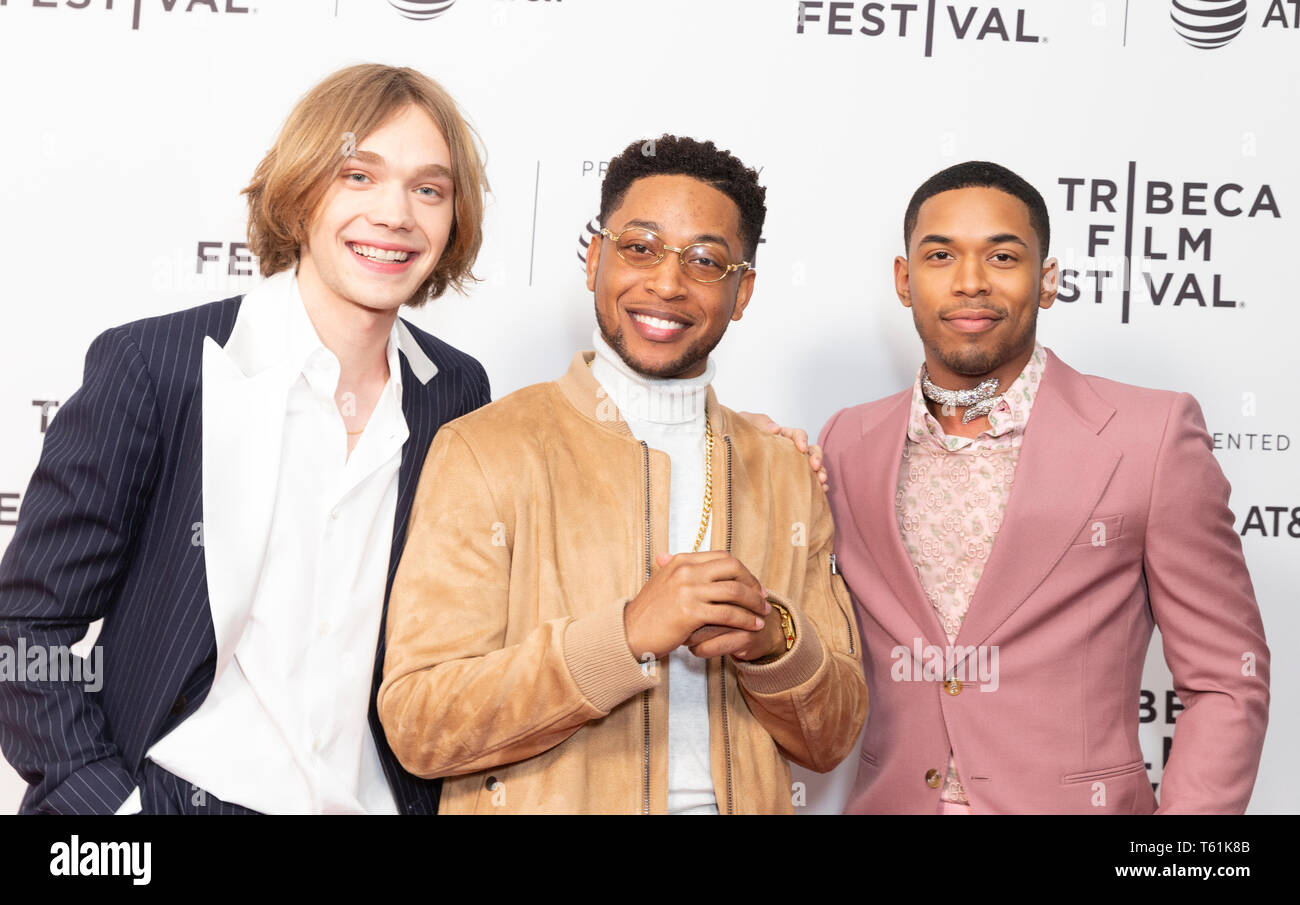 New York, NY - April 27, 2019: Charlie Plummer, Jacob Latimore, Kelvin ...