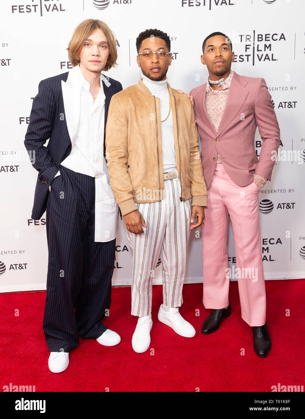 New York, NY - April 27, 2019: Charlie Plummer, Jacob Latimore, Kelvin ...