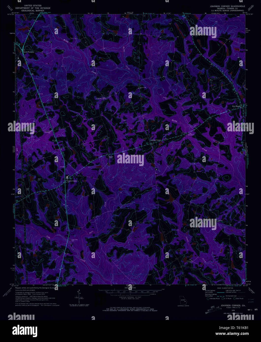 USGS TOPO Map Georgia GA Johnson Corner 246053 1970 24000 Inverted ...