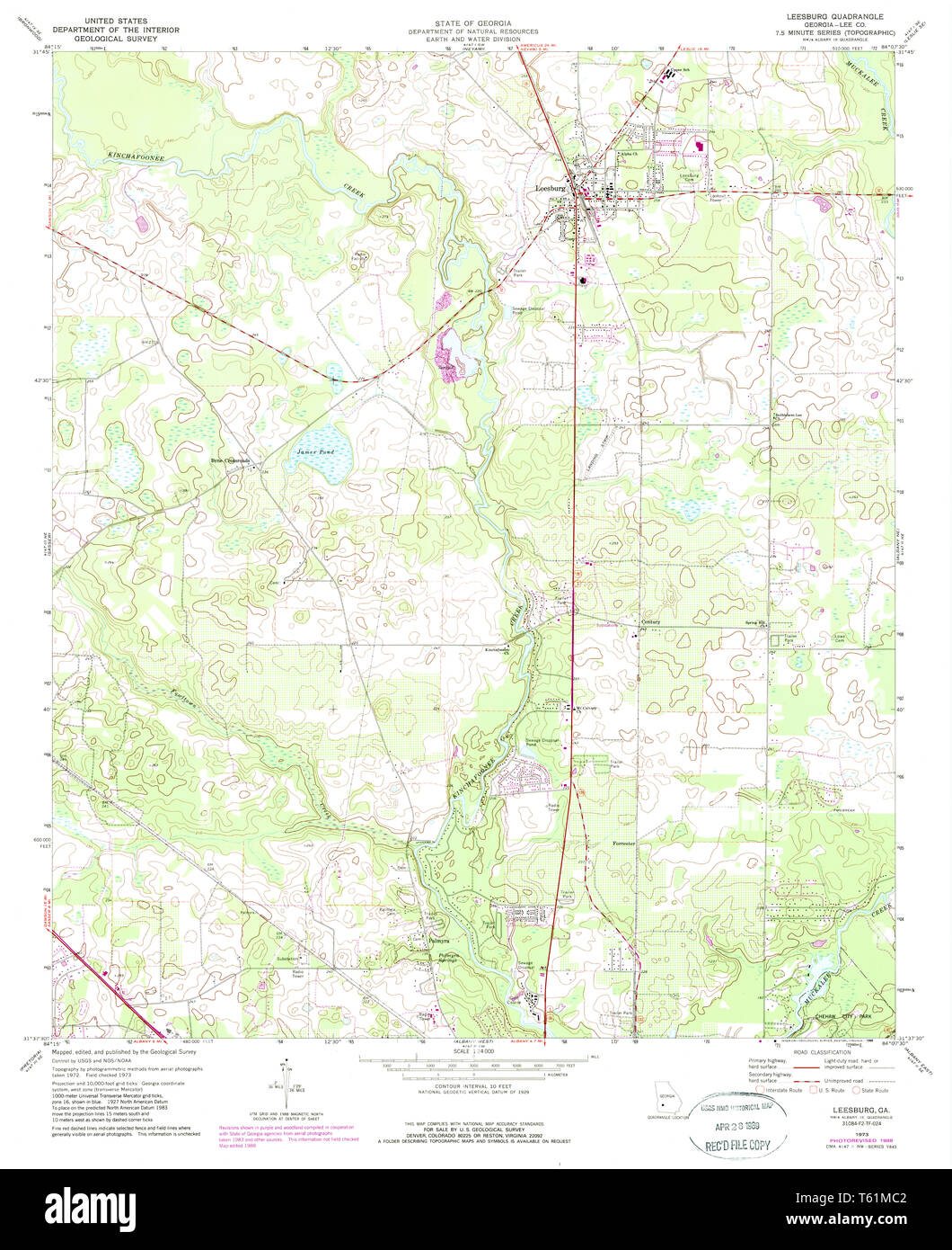 USGS TOPO Map Georgia GA Leesburg 246154 1973 24000 Restoration Stock ...