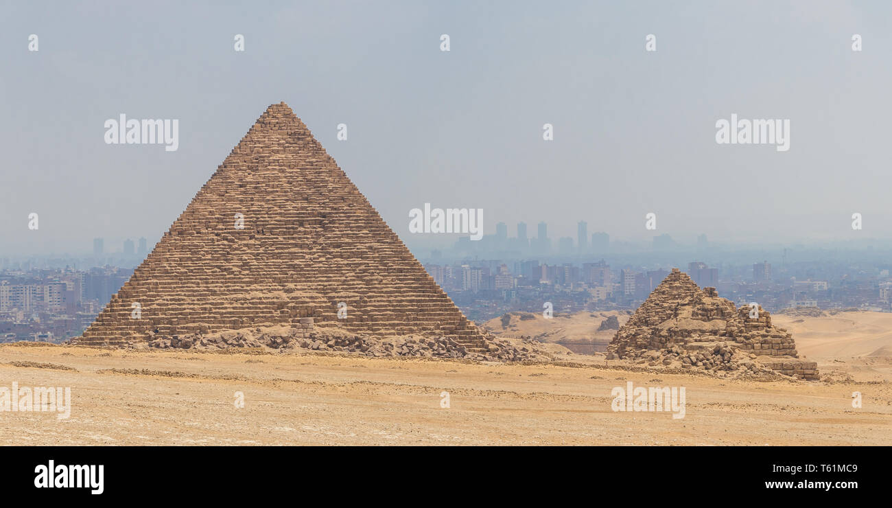 The beautiful view of the Great Pyramid of Menkaure in the Giza Pyramid ...