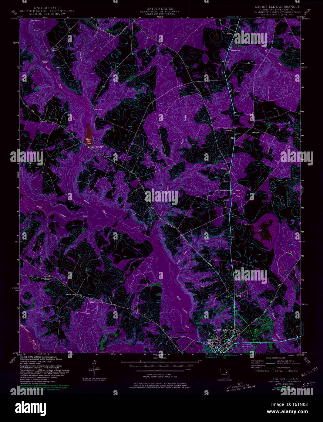 Louisville georgia map hi-res stock photography and images - Alamy