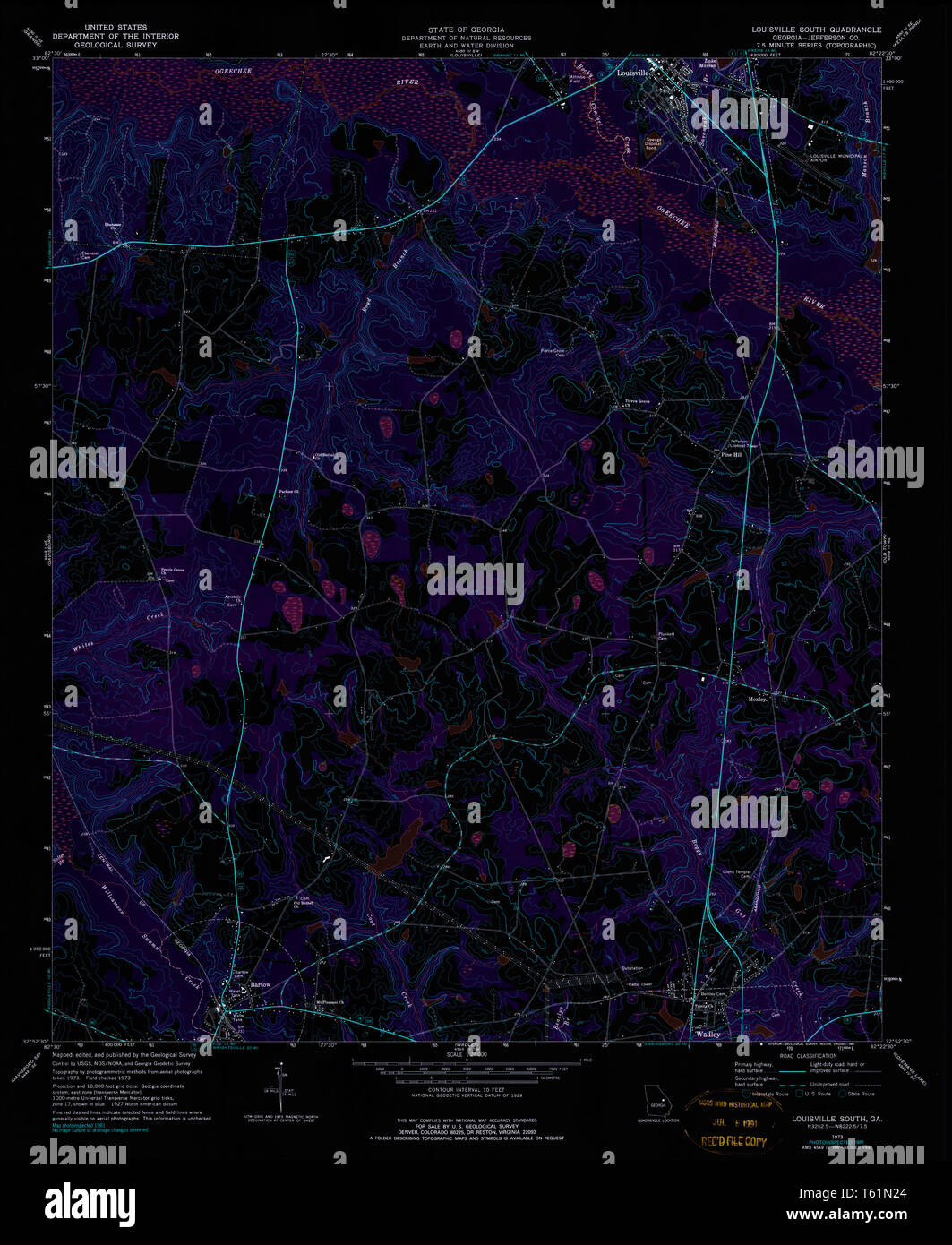 Louisville georgia map hi-res stock photography and images - Alamy