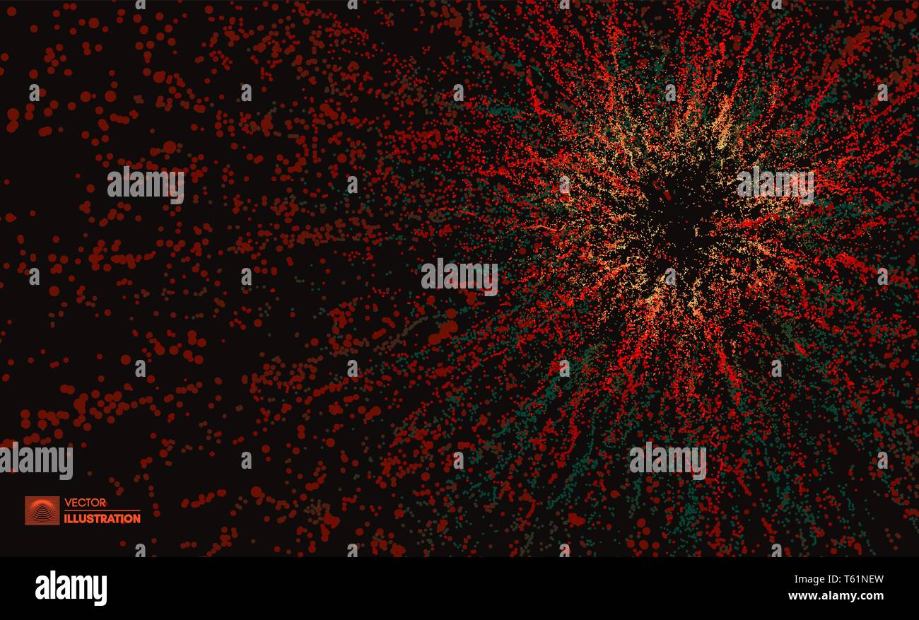 Point explode. Array with dynamic emitted particles. 3d technology ...