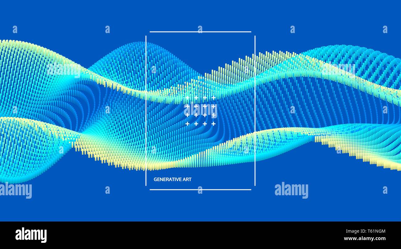 Wavy Background Array With Dynamic Particles Composition With Motion Effect 3d Technology