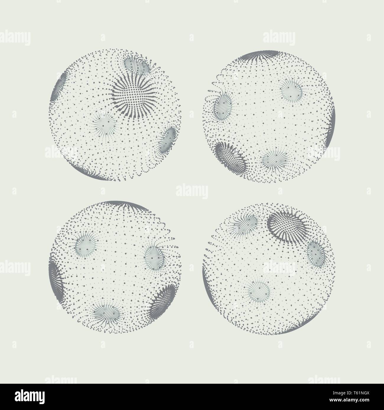 The sphere consisting of points. Global digital connections. Technology concept. Array with ...