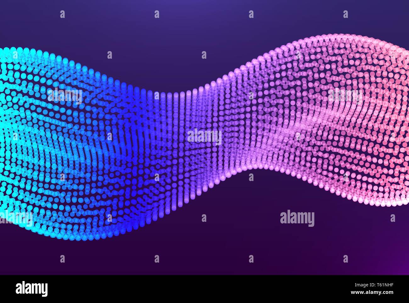 Wavy background. Array with dynamic particles. Composition with motion effect. 3d technology ...
