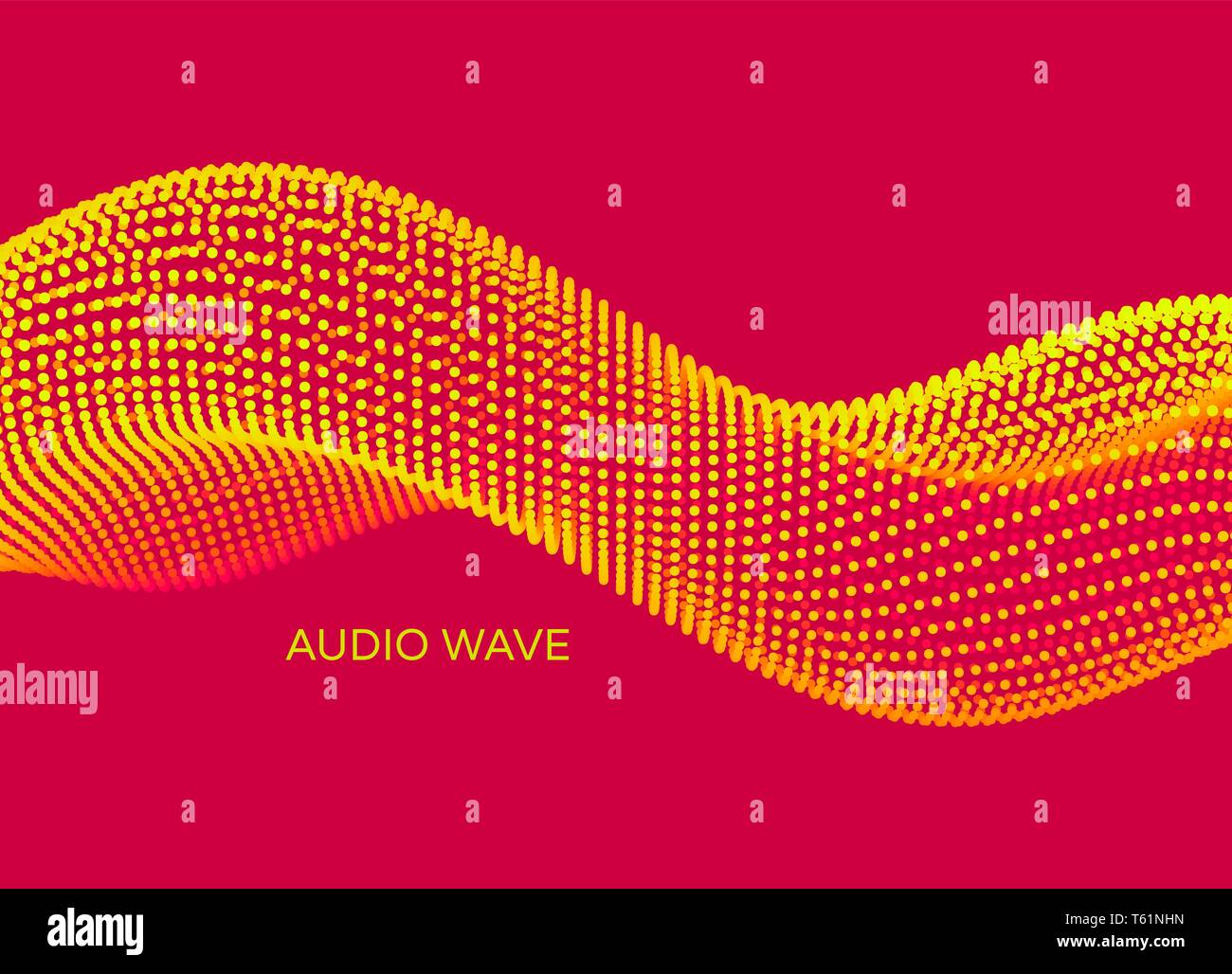 Wavy background. Array with dynamic particles. Composition with motion effect. 3d technology ...