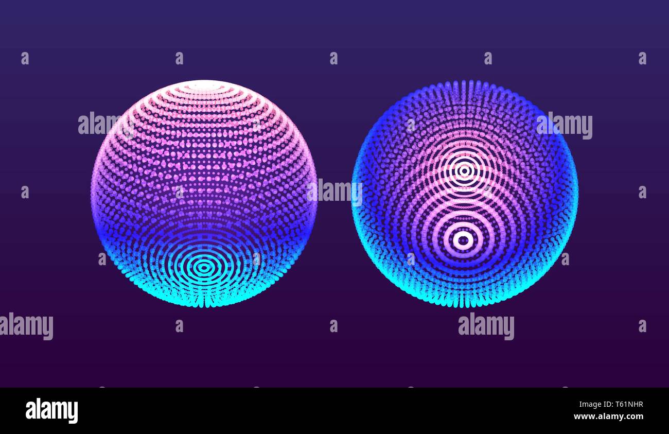 The sphere consisting of points. Global digital connections. Technology concept. Array with ...