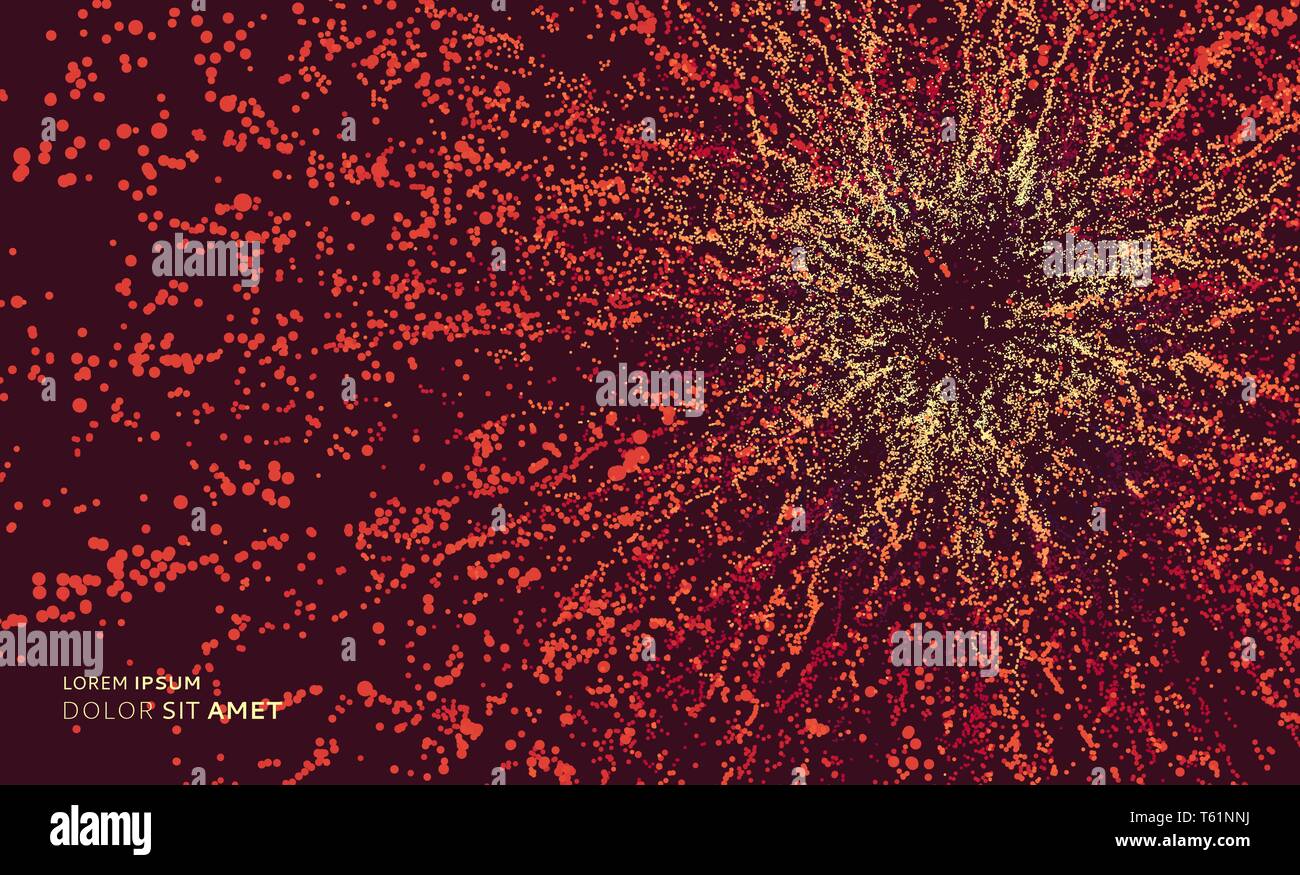 Point explode. Array with dynamic emitted particles. 3d technology ...