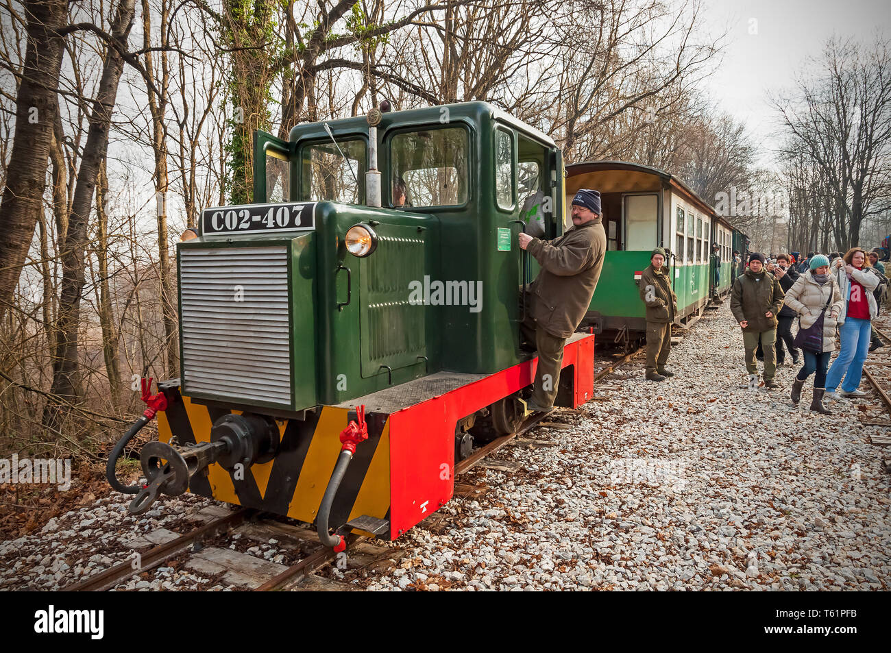 The narrow-gauge train at Mahóca in the Bükk National Park, Hungary ...