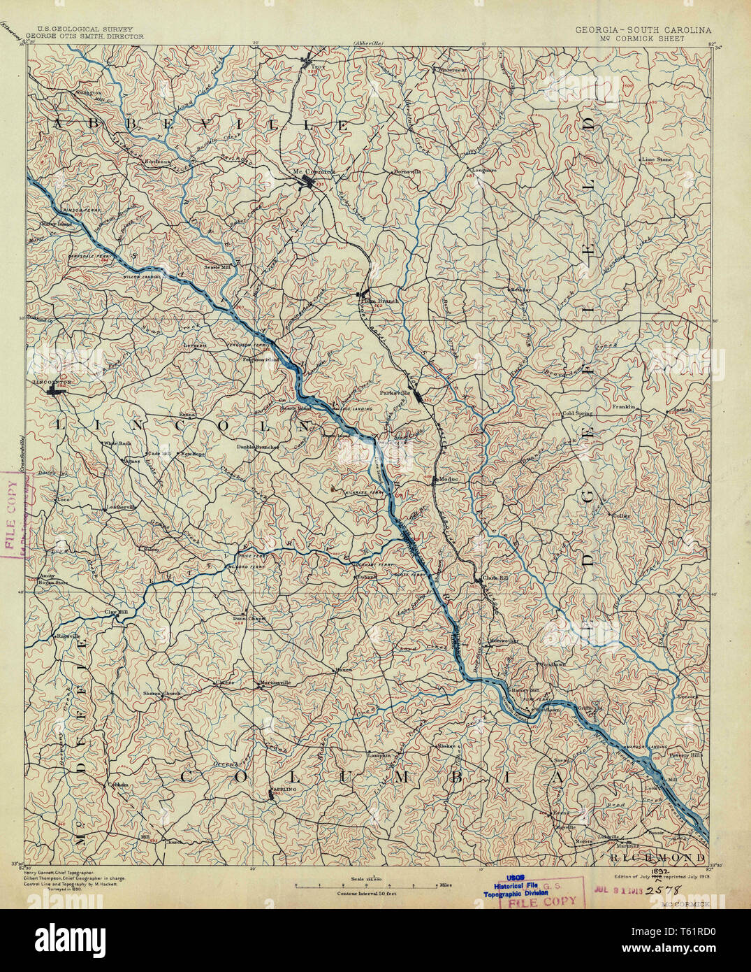 USGS TOPO Map Georgia GA Mc Cormick 247757 1912 125000 Restoration ...