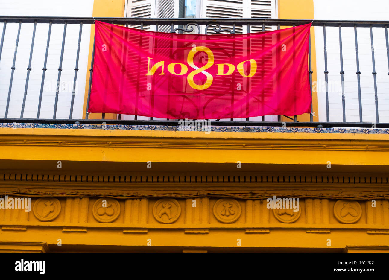 NO8DO on a banner, the symbol of a united Seville Stock Photo - Alamy