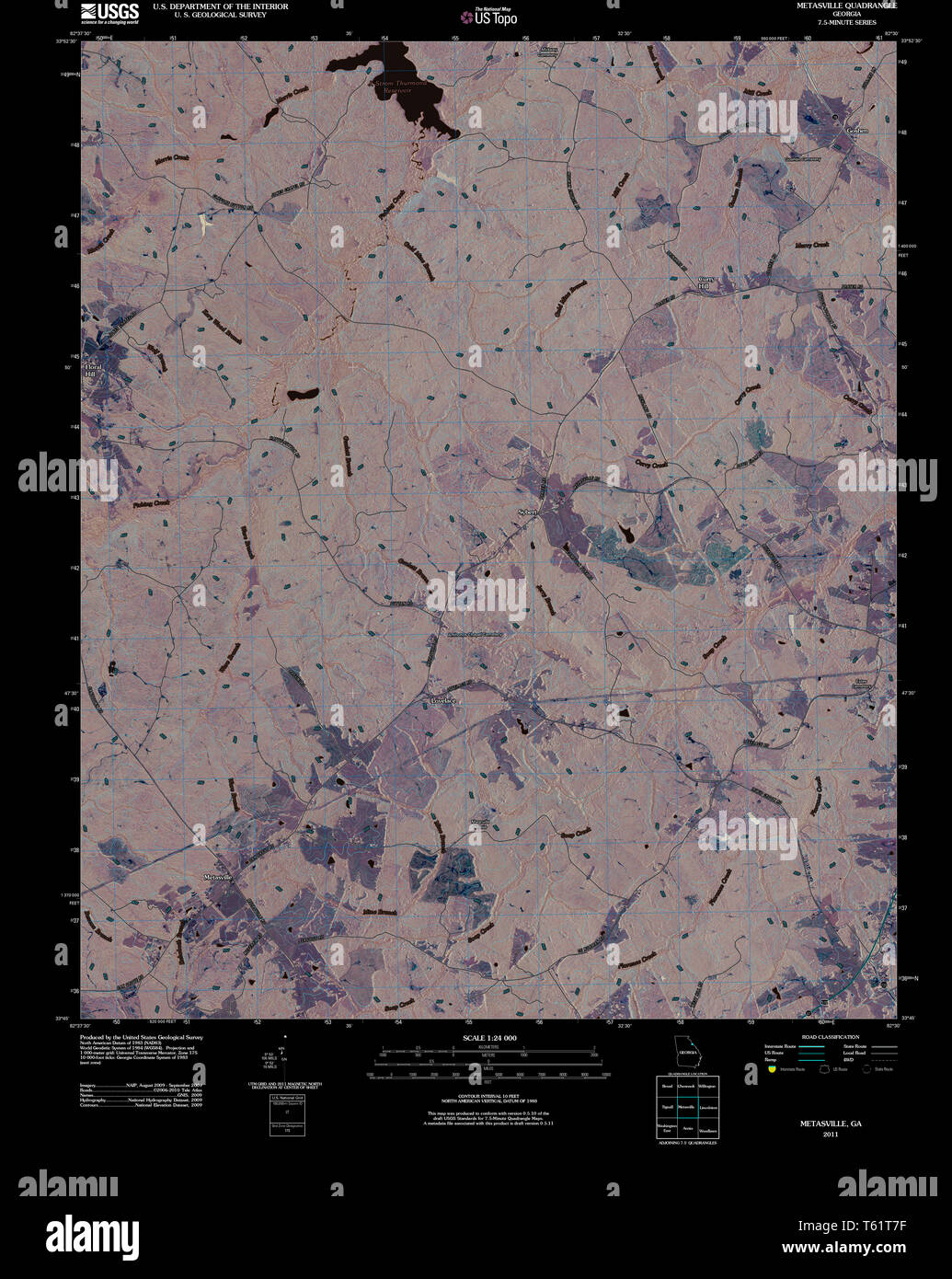 USGS TOPO Map Georgia GA Metasville 20110331 TM Inverted Restoration ...