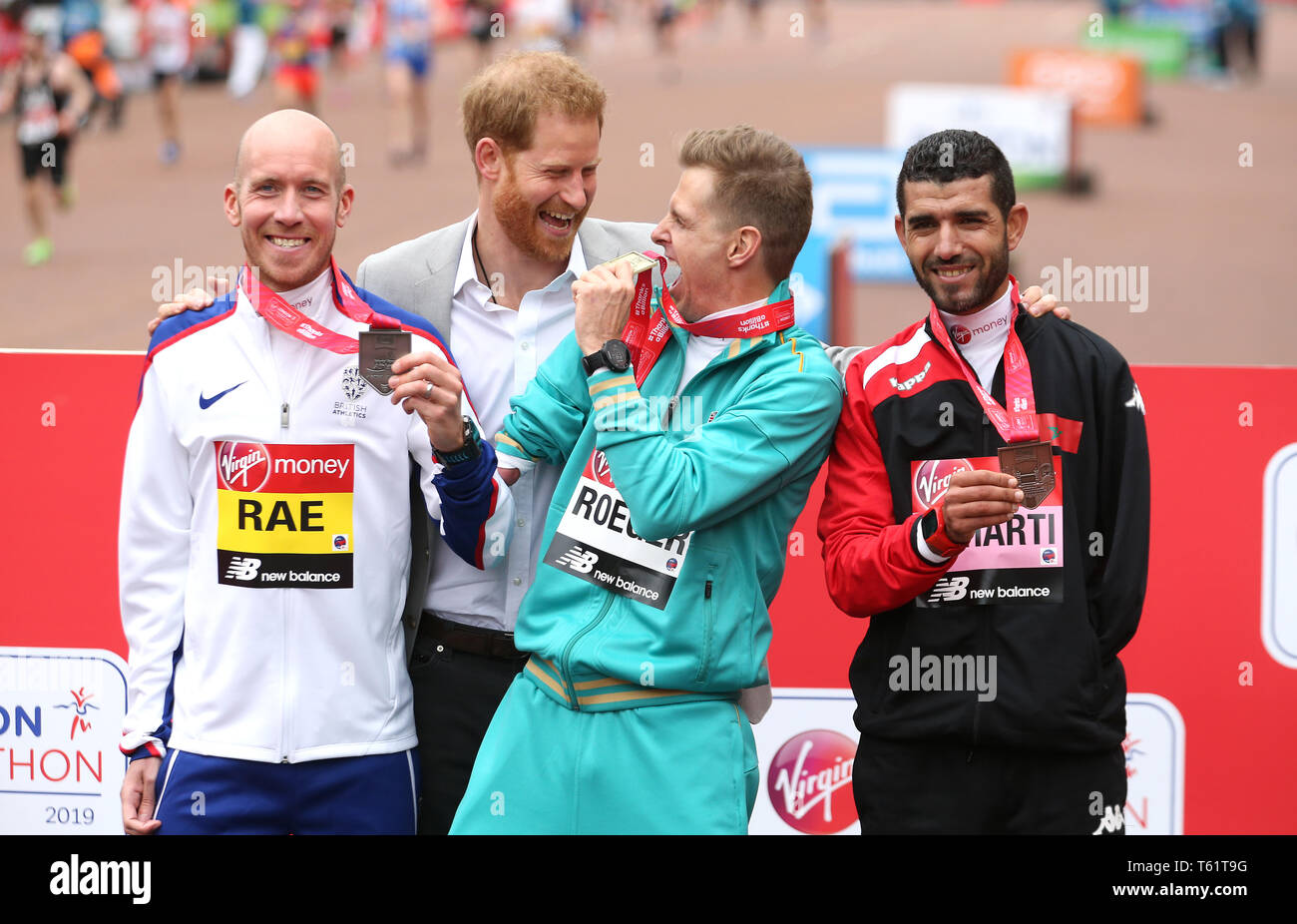 The Duke of Sussex poses for a picture with Great Britain's Derek Rae ...