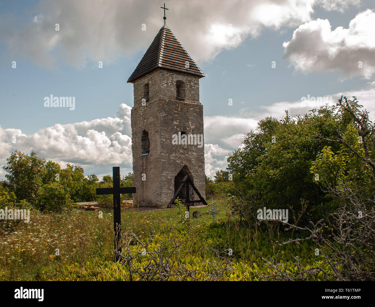 Stone wall on the Baltic sea in the summer. Pakri coast, island in ...