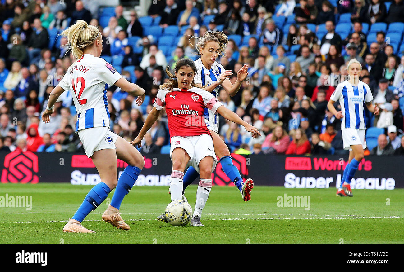 Arsenal's Danielle van de Donk scores her sides fourth goal of the ...