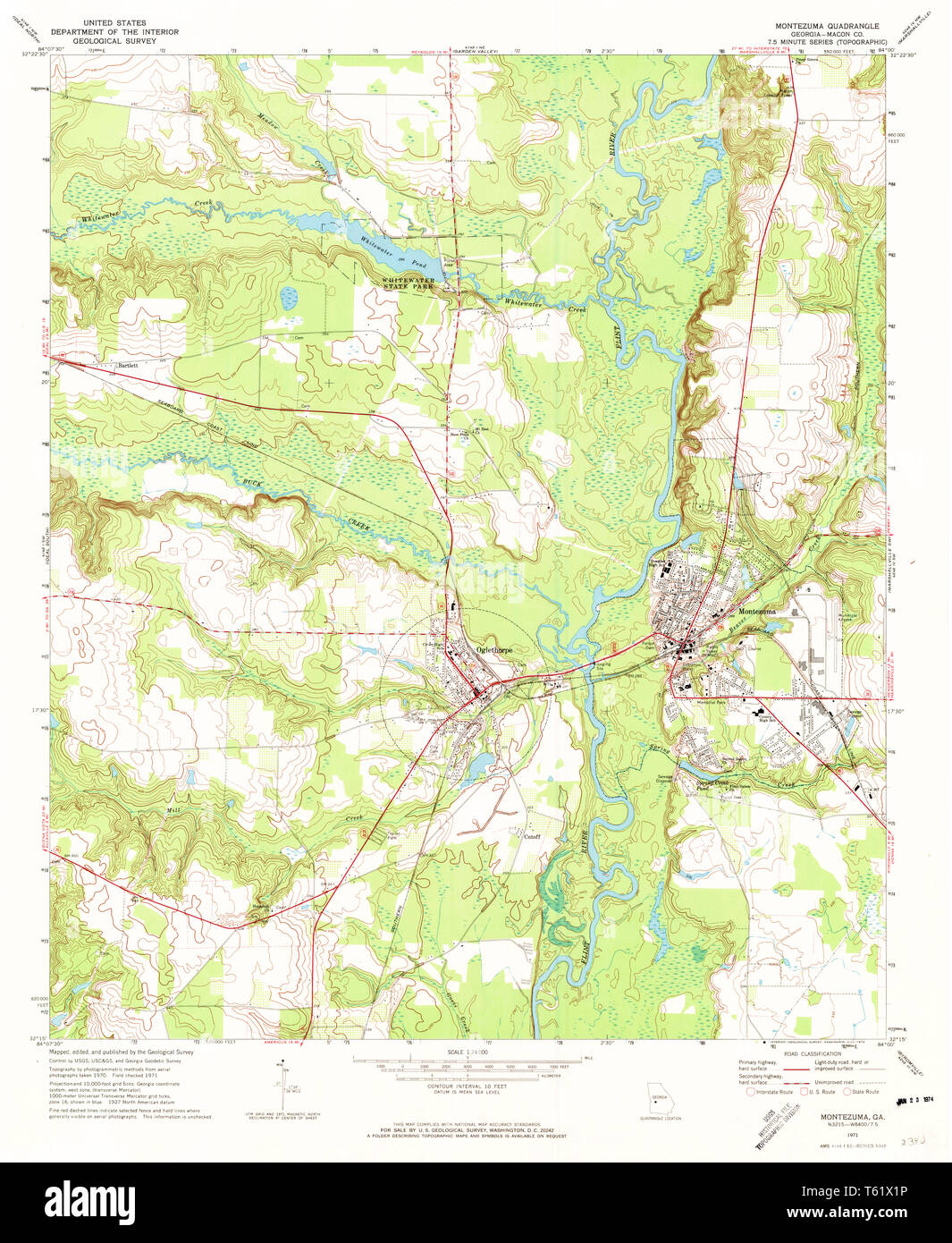 USGS TOPO Map Georgia GA Montezuma 246416 1971 24000 Restoration Stock ...