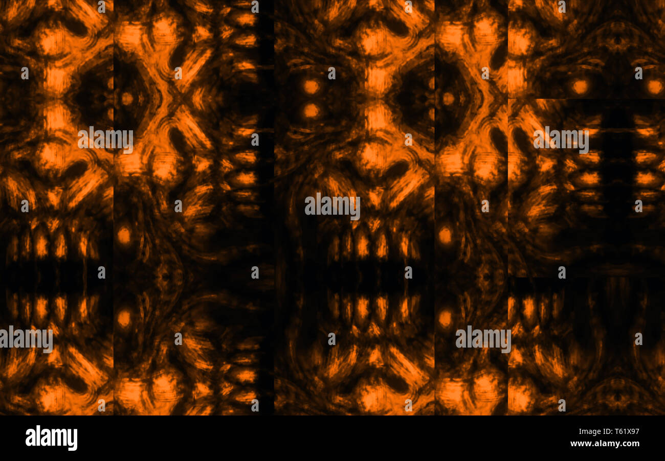 Scary zombie face pattern on black background. Illustration in horror ...