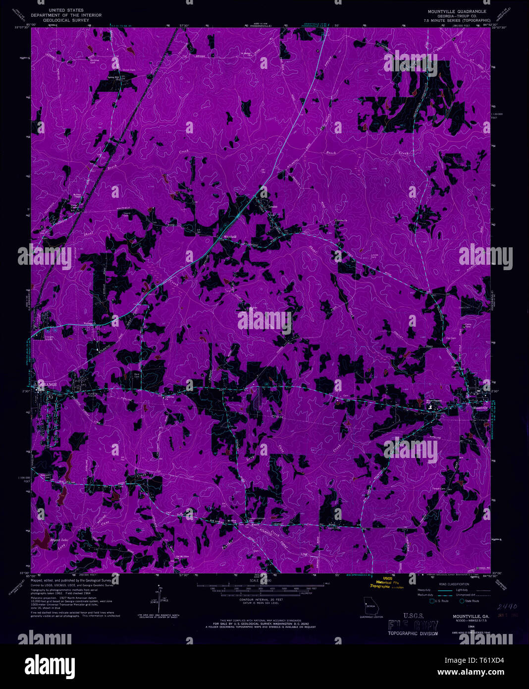 USGS TOPO Map Georgia GA Mountville 246437 1964 24000 Inverted ...